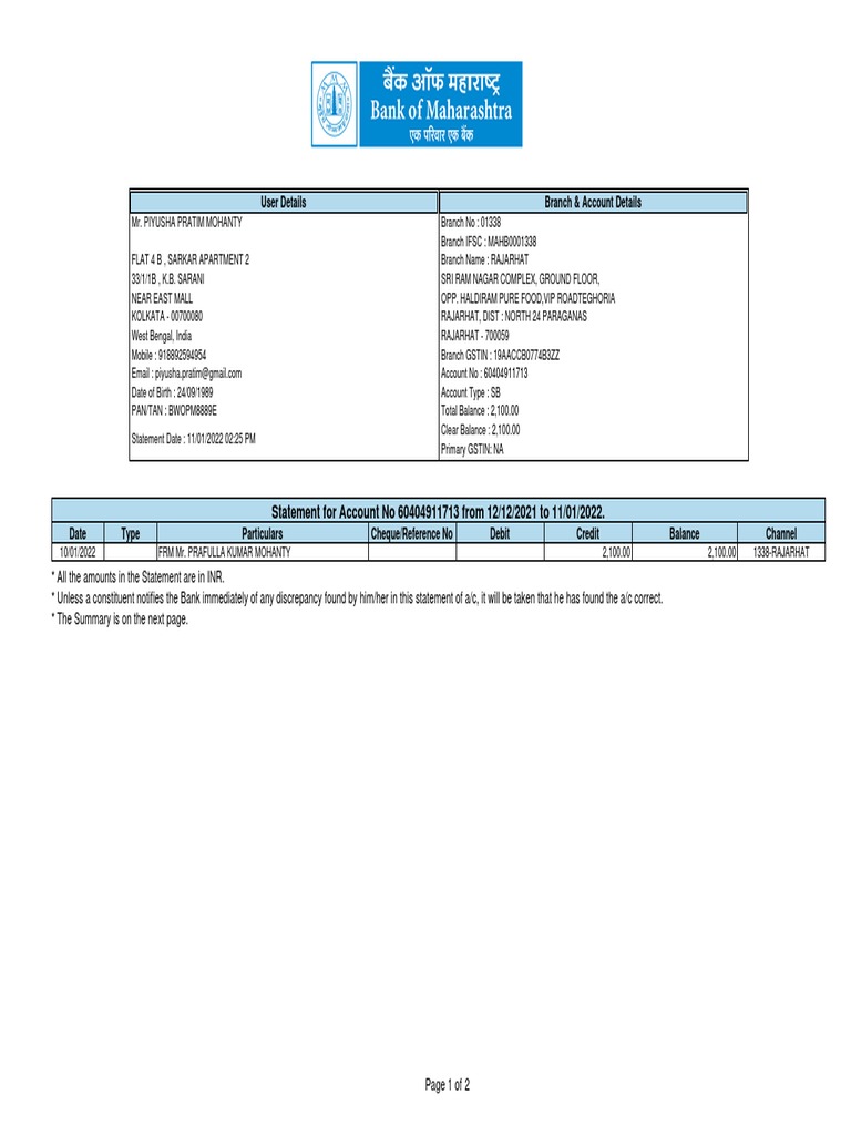 BOM Statement 60404911713 20211212 20220111 20220111022518 | PDF ...