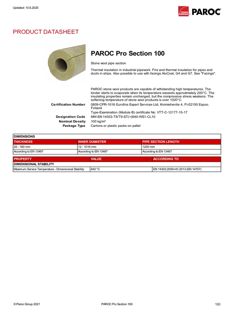 PAROC Pro Section 100: Product Datasheet | Descargar gratis PDF ...