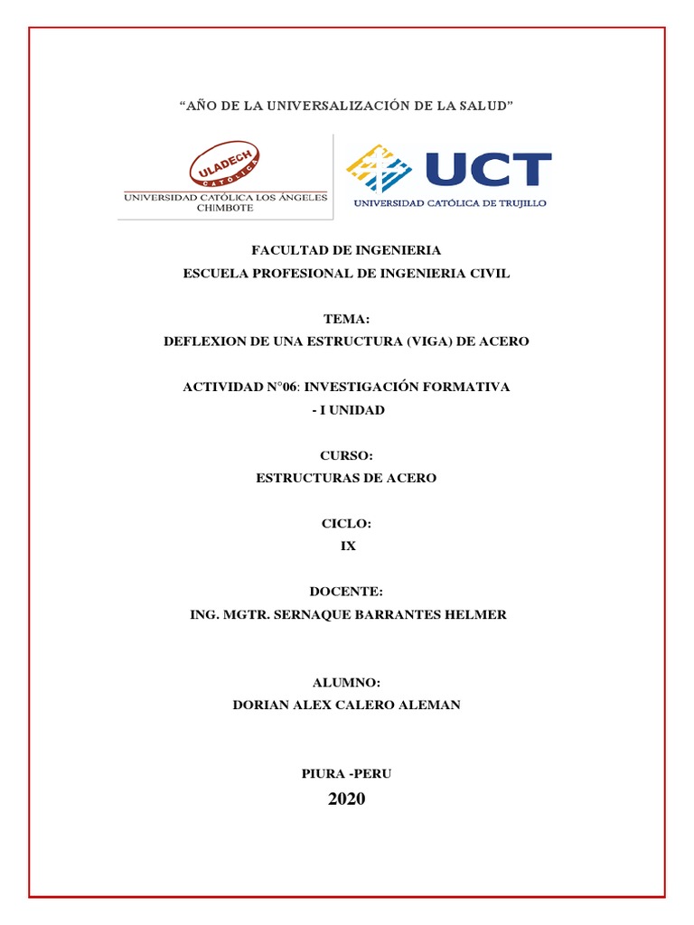 Problemática Referente A La Deflexión de Una Estructura Dorian Alex ...