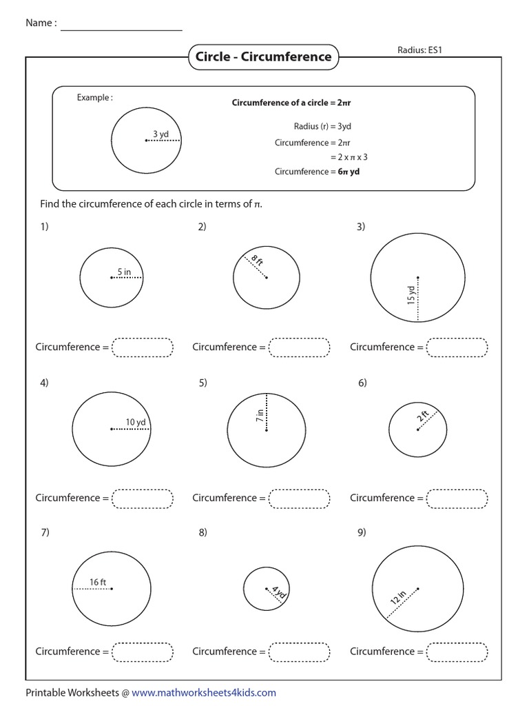Circle - Circumference: Example | PDF | Mathematics | Geometric Measurement