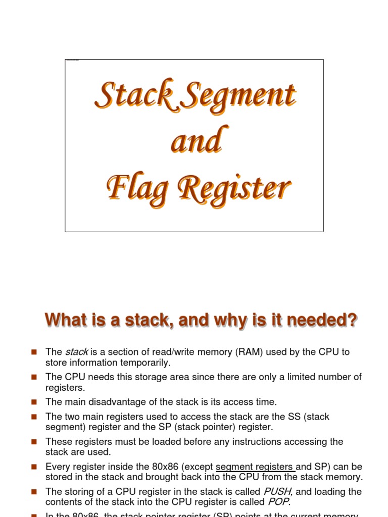 Stack Segment and Flag Register | PDF | Assembly Language | Computer ...