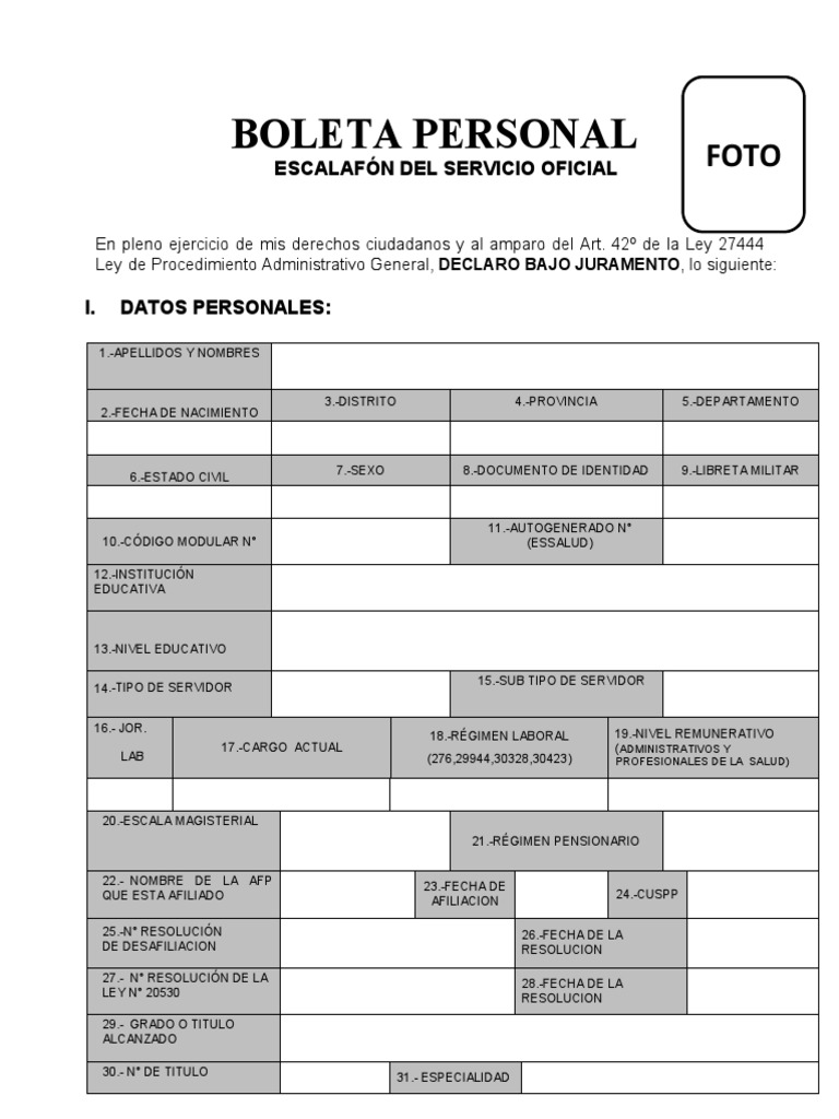 Boleta Personal.. | PDF