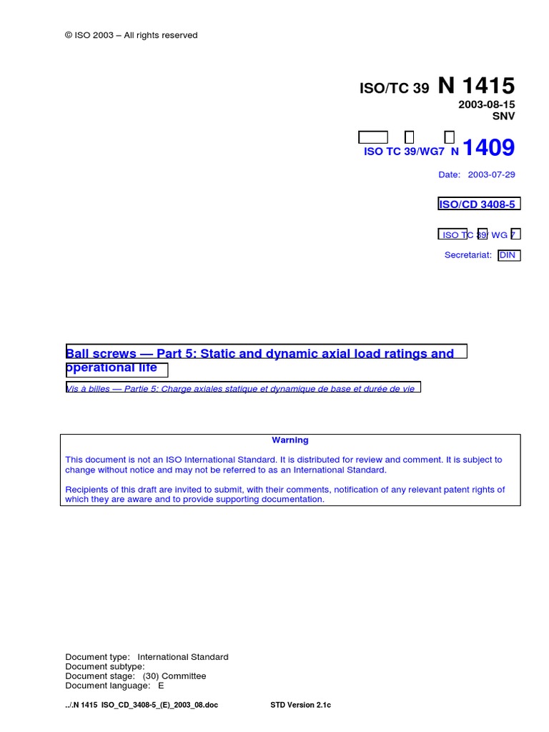 N 1415 Iso - CD - 3408-5 - (E) - 2003 - 08 | PDF | International ...