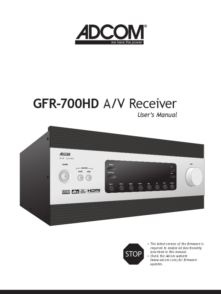 Adcom GFR 700 HD Owners Manual | PDF | Hdmi | Radio