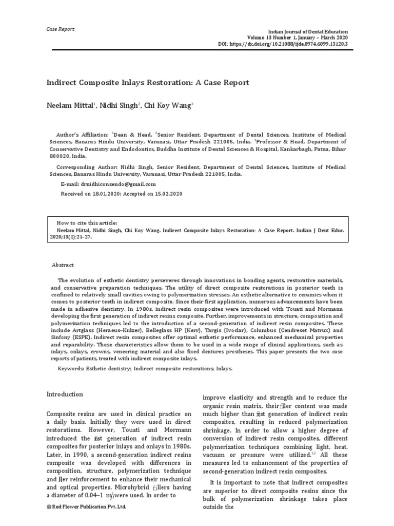 Indirect Composite Inlays Restoration - A Case Report | PDF | Dental ...