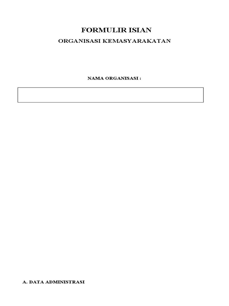 Form Isian Ormas | PDF