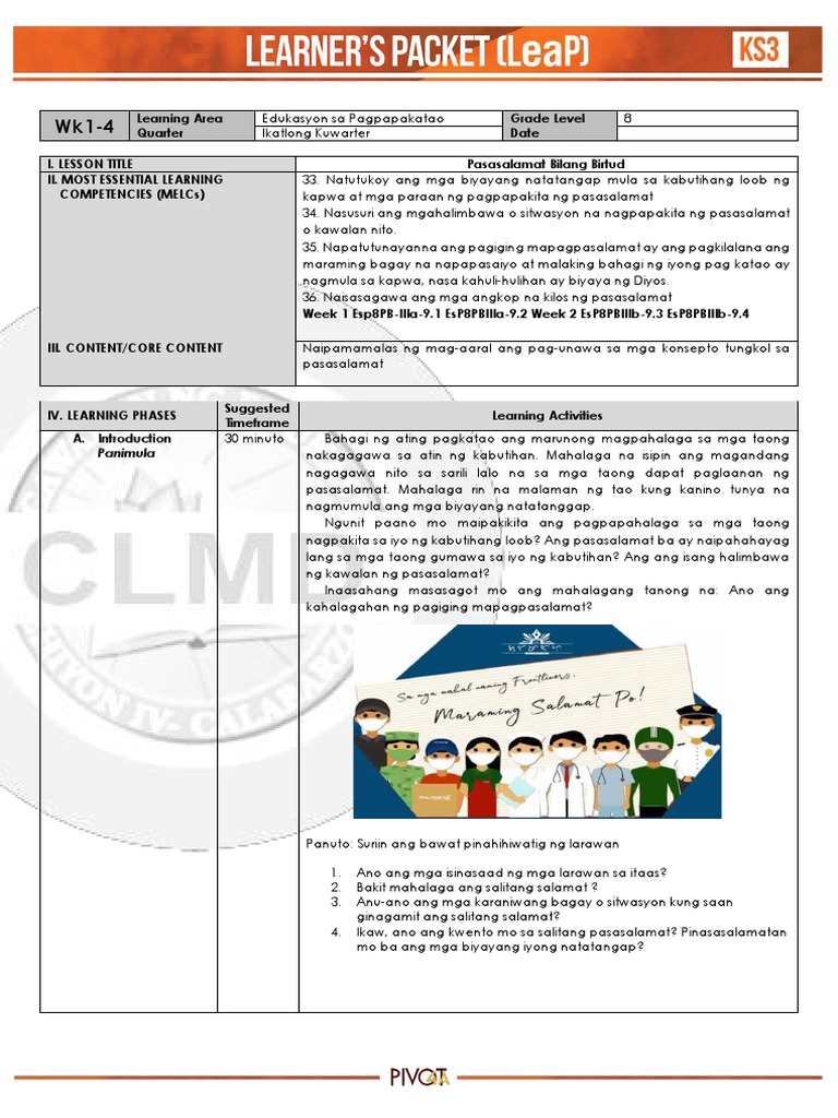 EsP8 Wk1-4 Final-1 | PDF