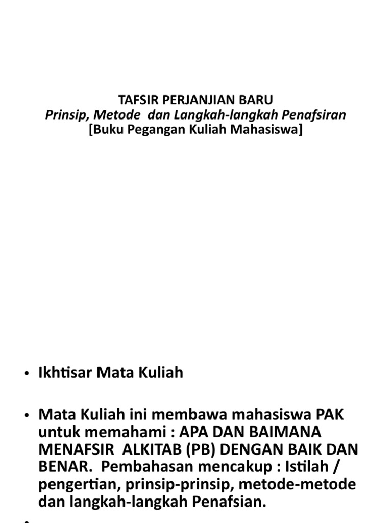 Tafsir Perjanjian Baru | PDF