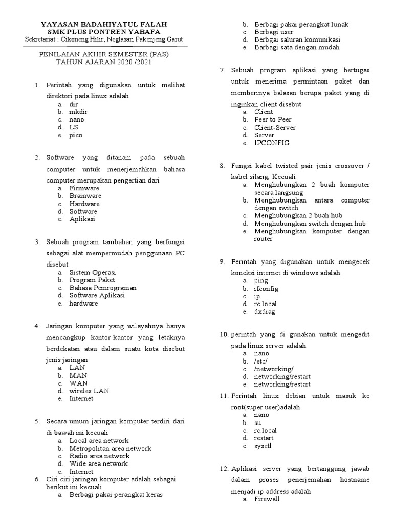 Soal Asj Kls Xii SMK | PDF | Teknologi & Rekayasa
