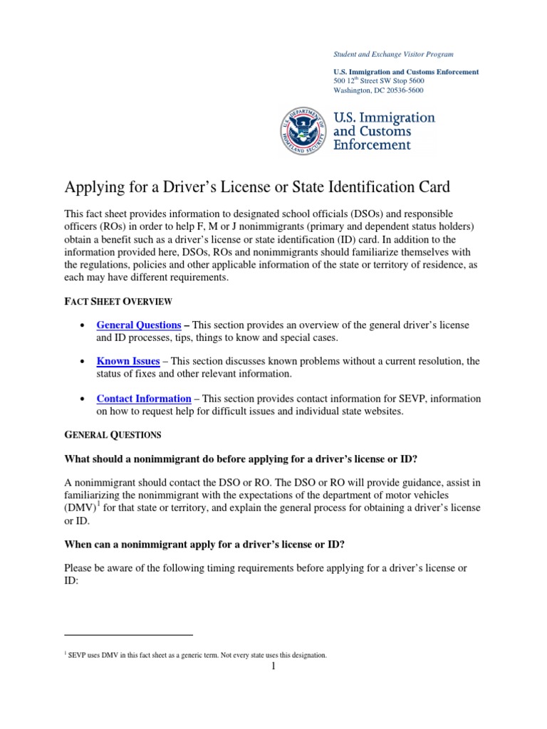 Applying For A Driver's License or State Identification Card | PDF ...