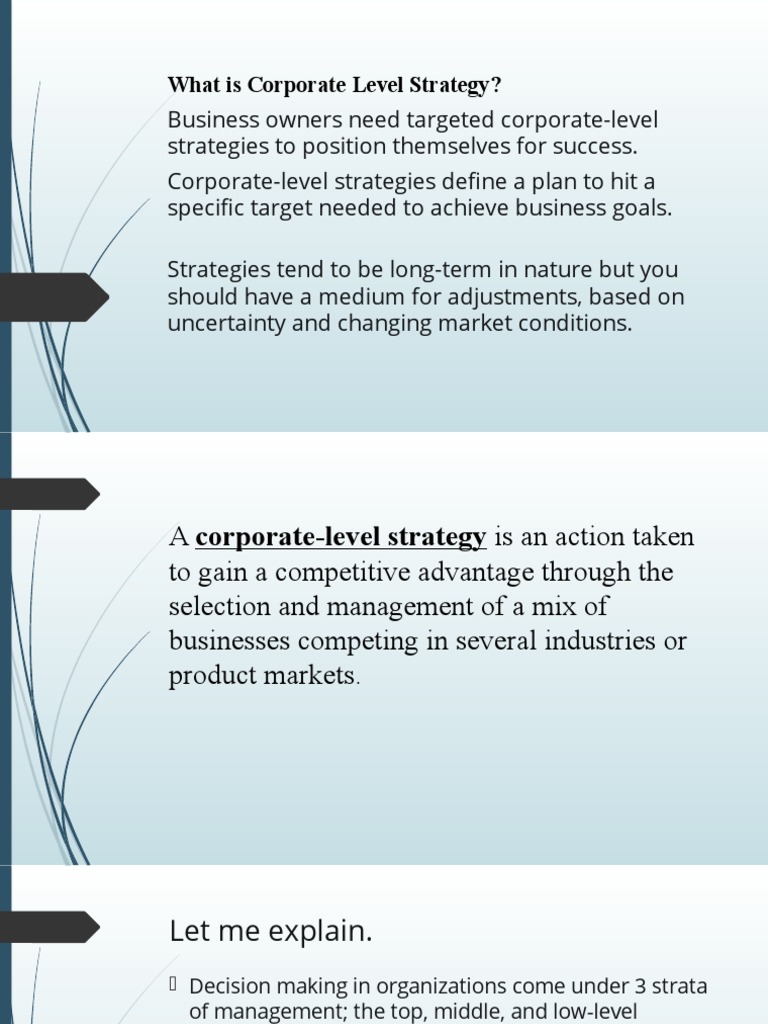 Corporate Level Strategy | PDF | Strategic Management | Competitive ...