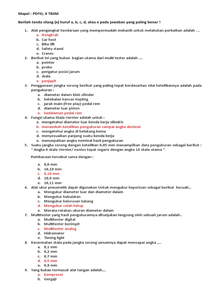 Soal PTS GENAP PDTO X TBSM | PDF