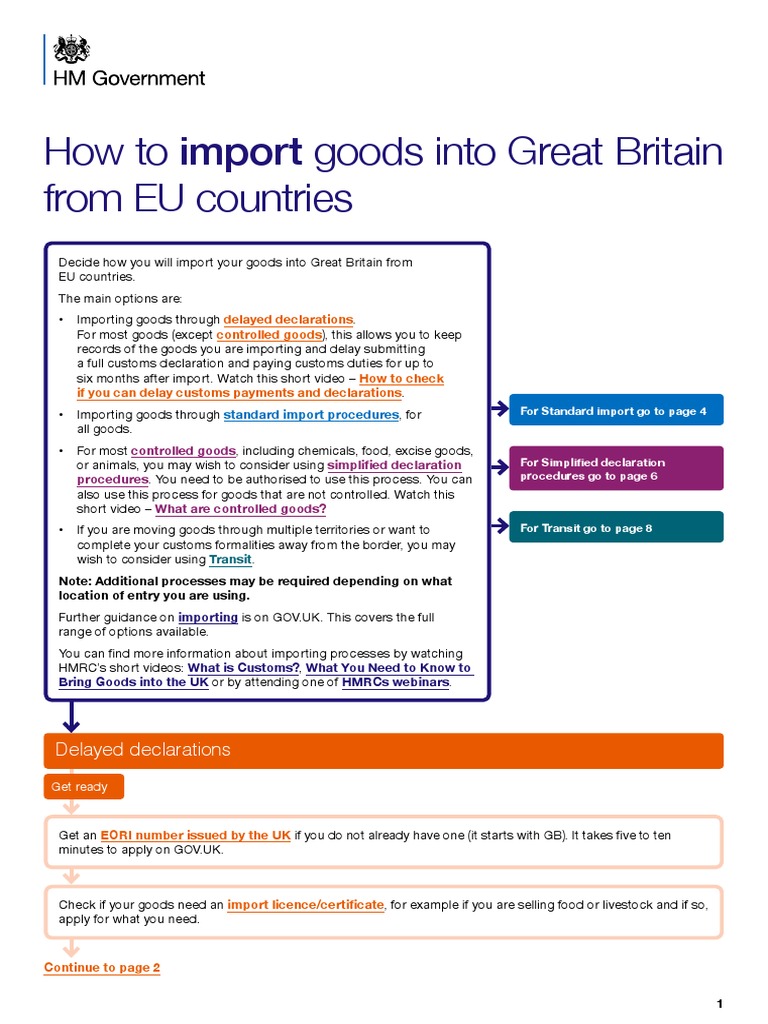 How To Import Goods From The EU Into GB | PDF | Customs | Value Added Tax