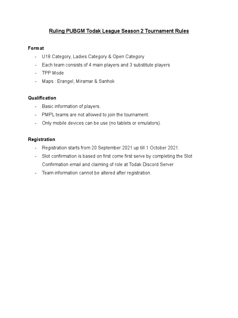 PMPL S2 Tournament Point System | PDF | Computing