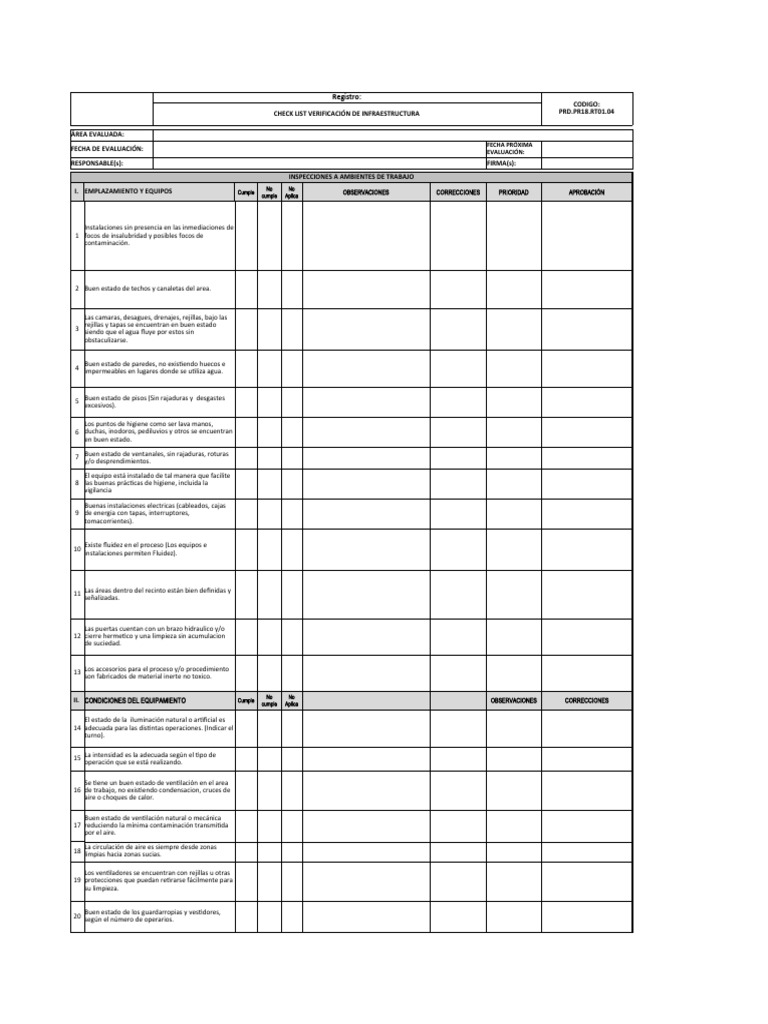 Check List Infraestructura | PDF | Agua