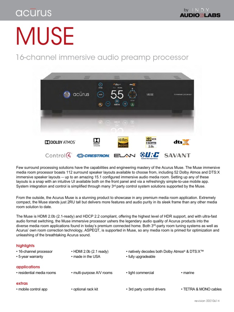 Acurus MUSE | PDF | Hdmi | Electronics