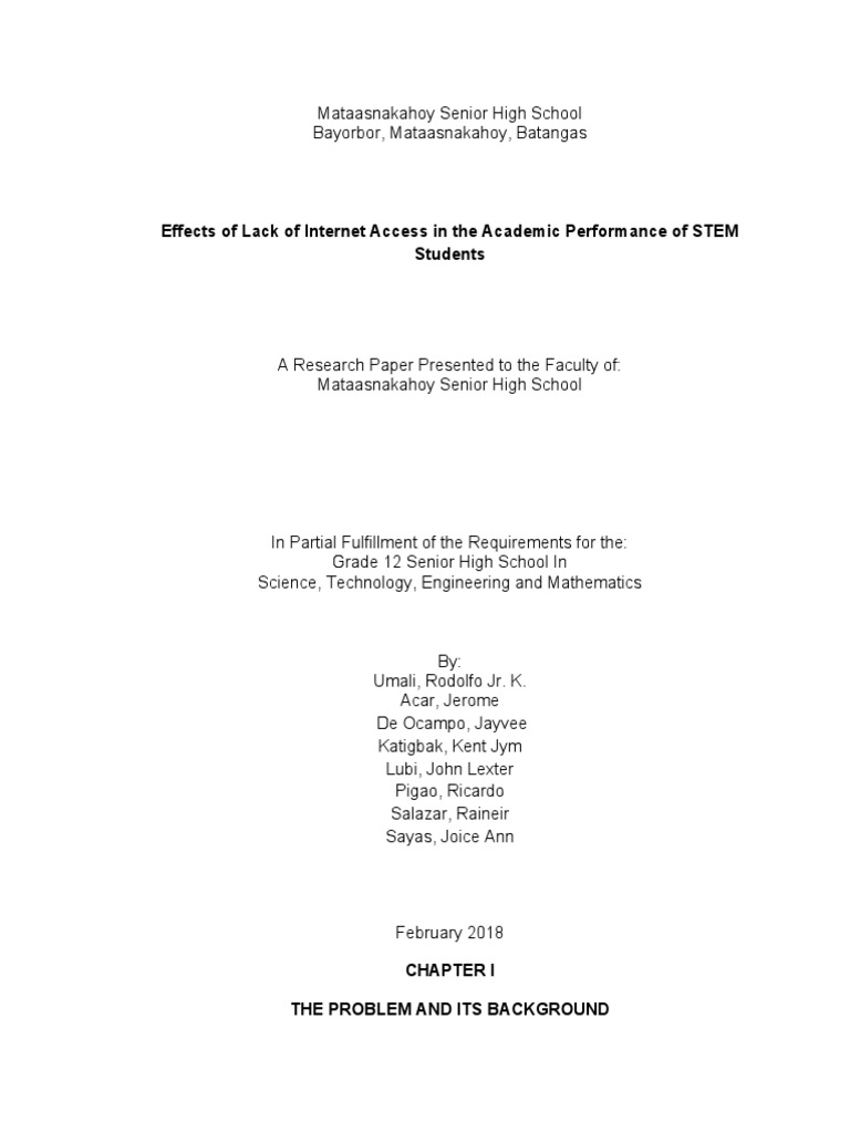 Effects of Lack of Internet Access in TH | PDF | Internet | Survey ...