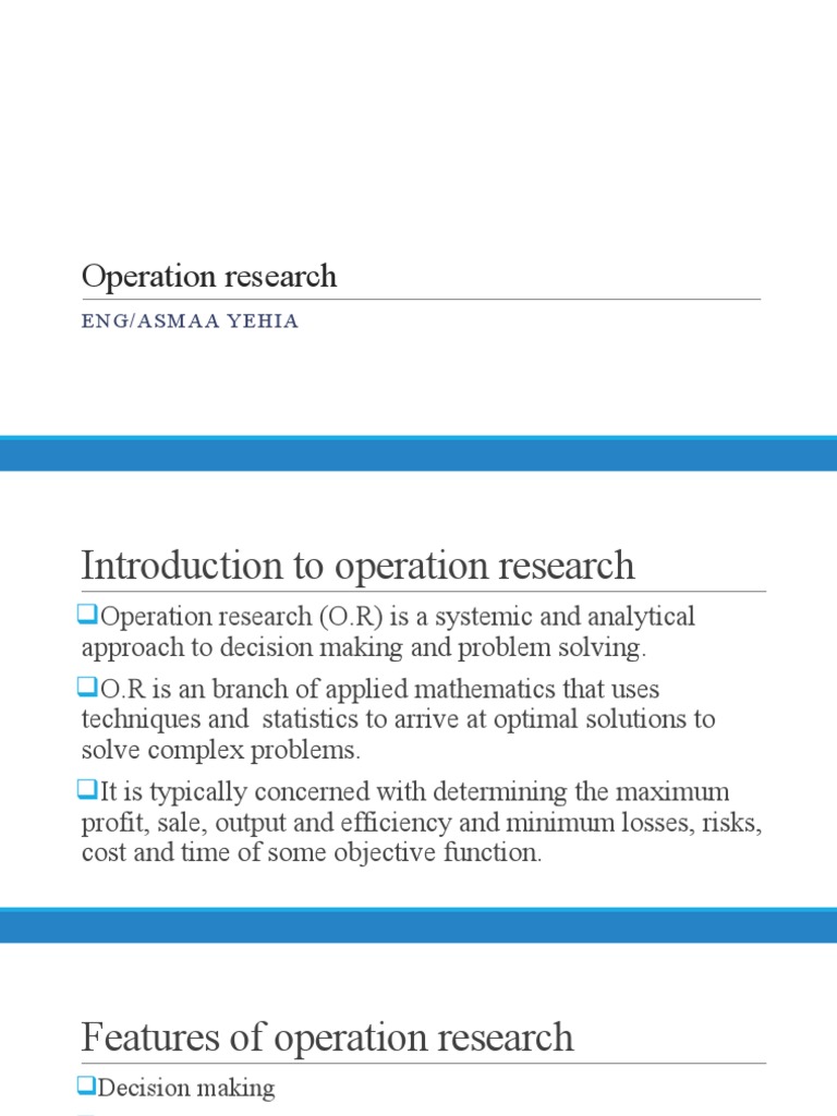 Operation Research | PDF | Mathematical Optimization | Operations Research