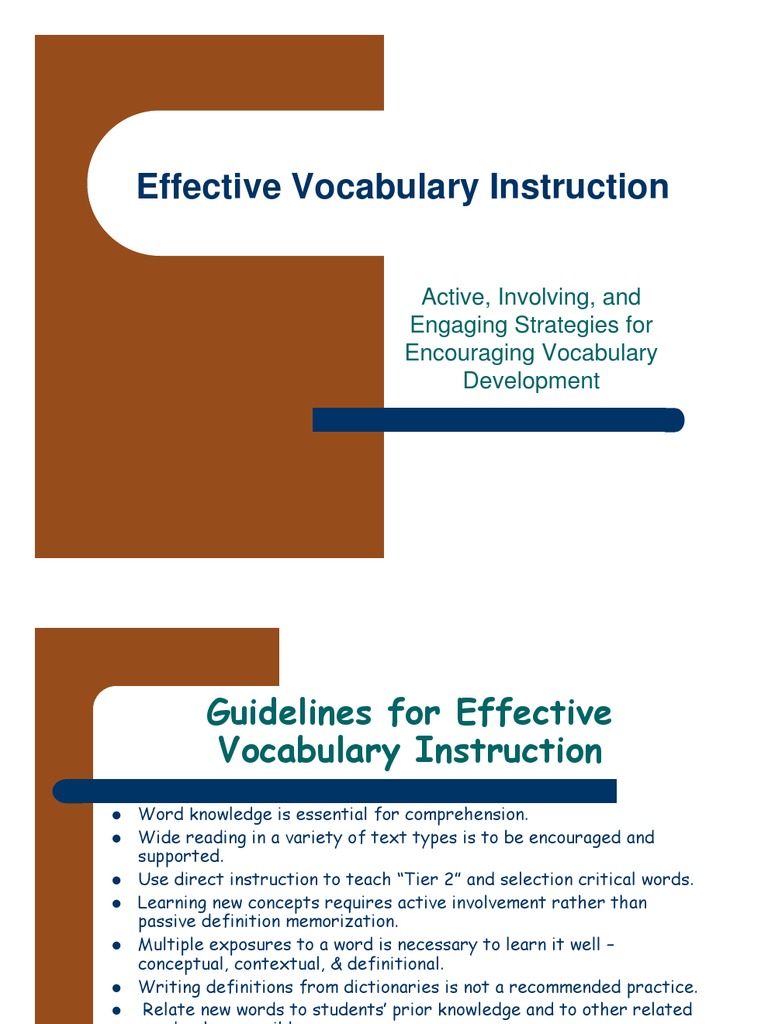 Effective Vocabulary Instruction: Active, Involving, and Engaging ...
