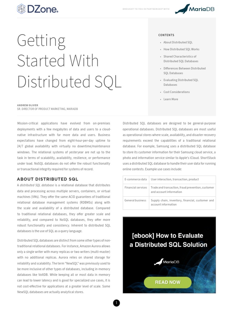 Distributed SQL | PDF | Databases | Replication (Computing)