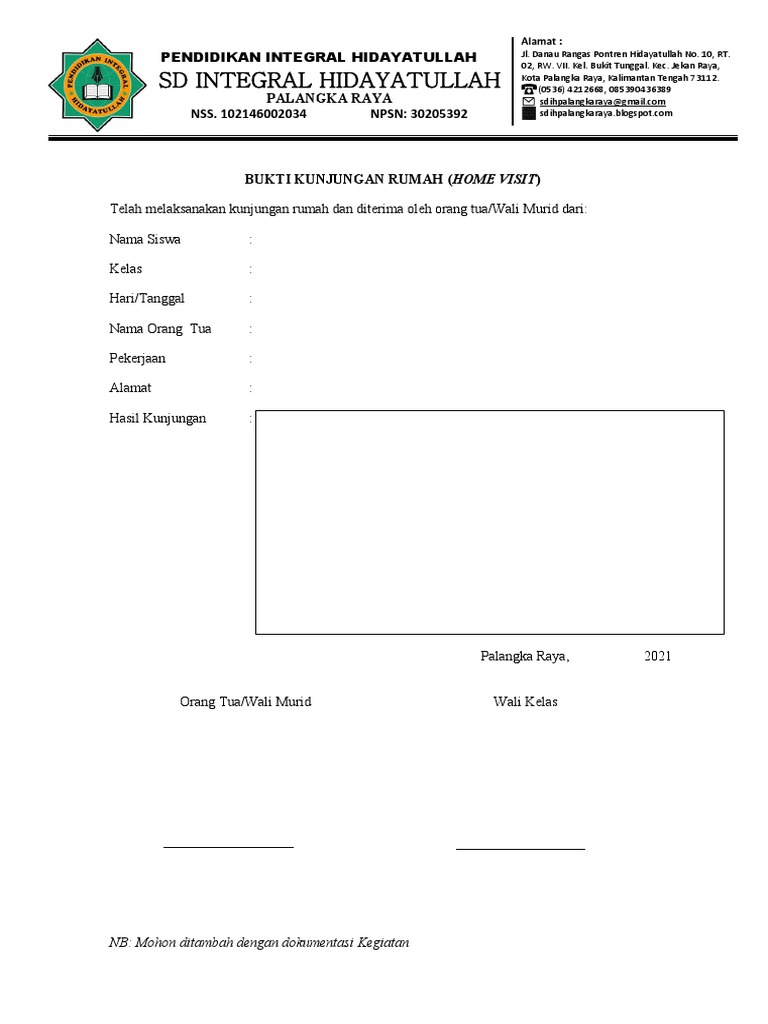 Format Bukti Kunjungan Rumah | PDF