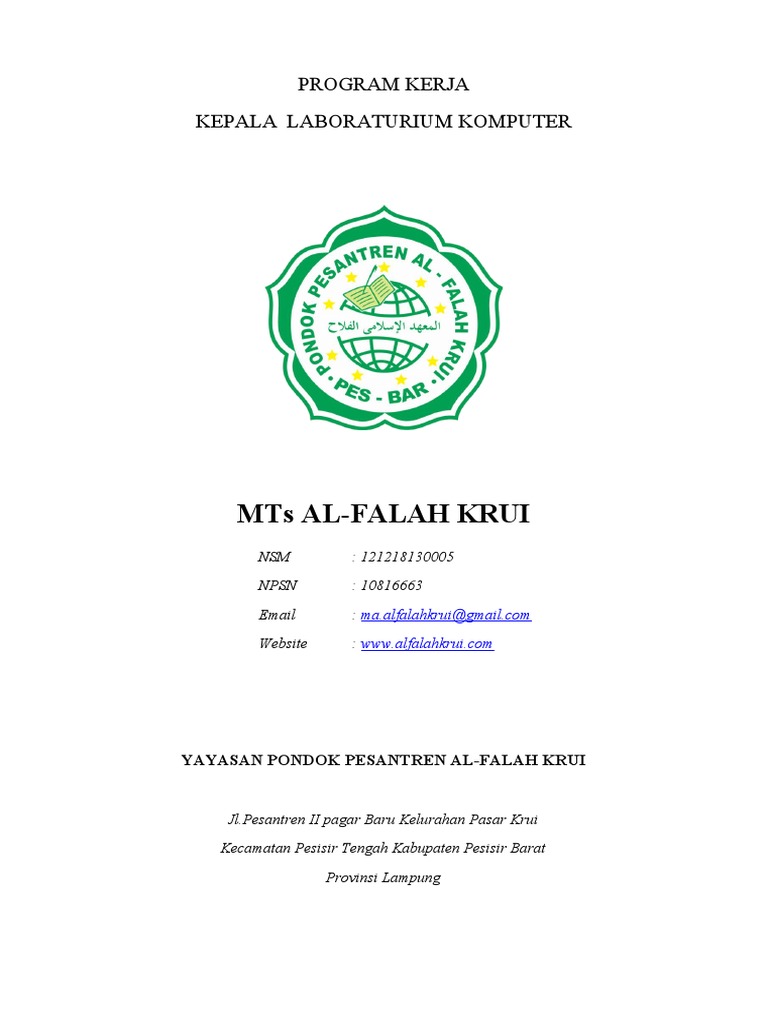 Program Kerja Laboratorium Komputer MTs Al-Falah Krui | PDF