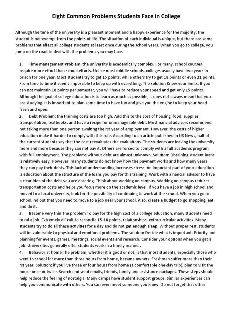 Common Problems of College Student | PDF | Depression (Mood) | Stress ...