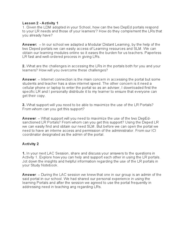 MODULE 3B LESSON 2 & 3 ANSWER kEY | PDF | Learning | Pedagogy
