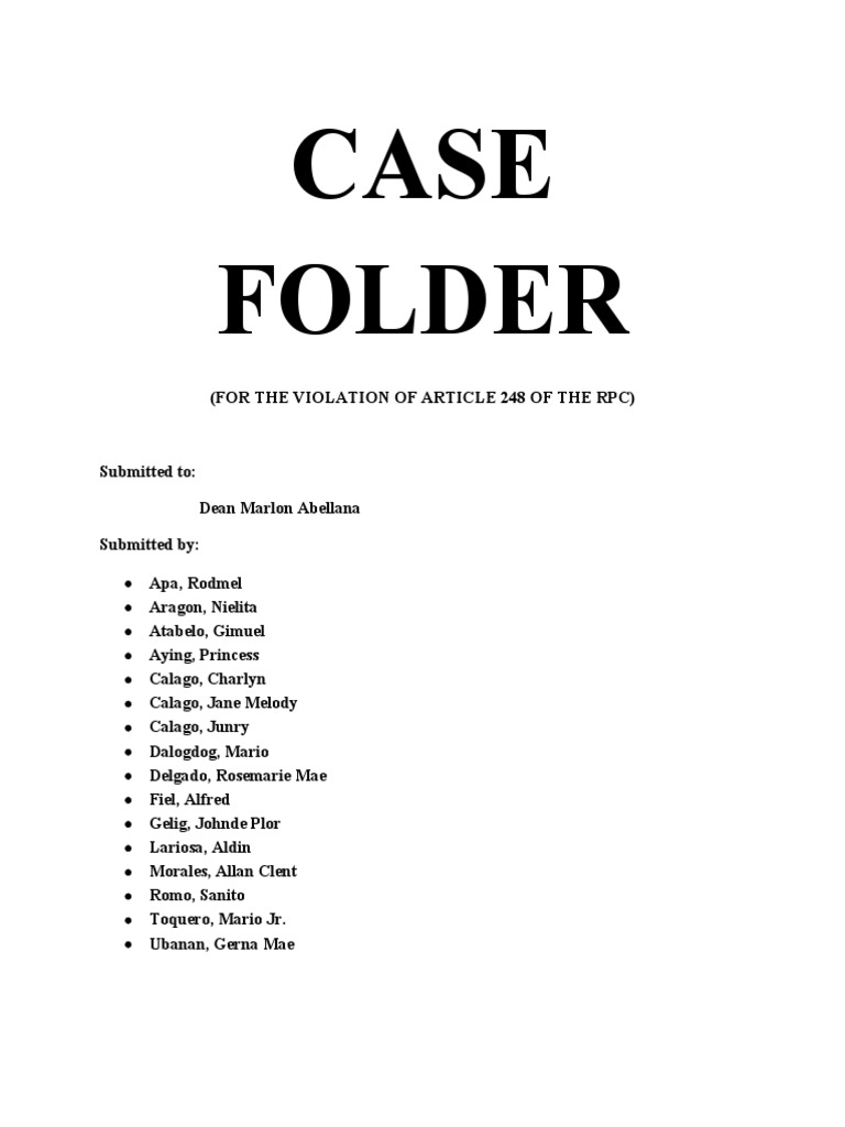Case Folder (Murder) | PDF | Affidavit | Prosecutor