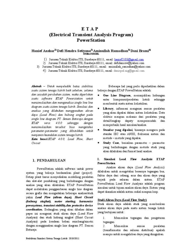 Etap (Electrical Transient Analysis Program) Powerstation | PDF