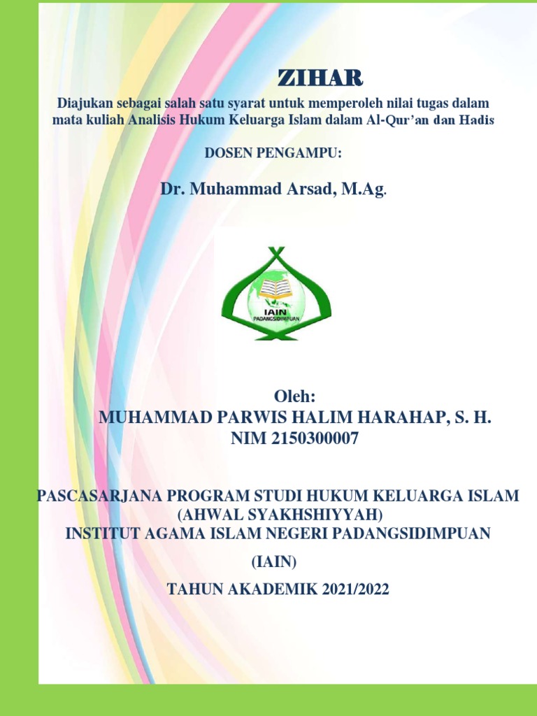 Analisis Hukum Keluarga Islam Dalam Al-Qur'an Dan Hadis - Zihar | PDF