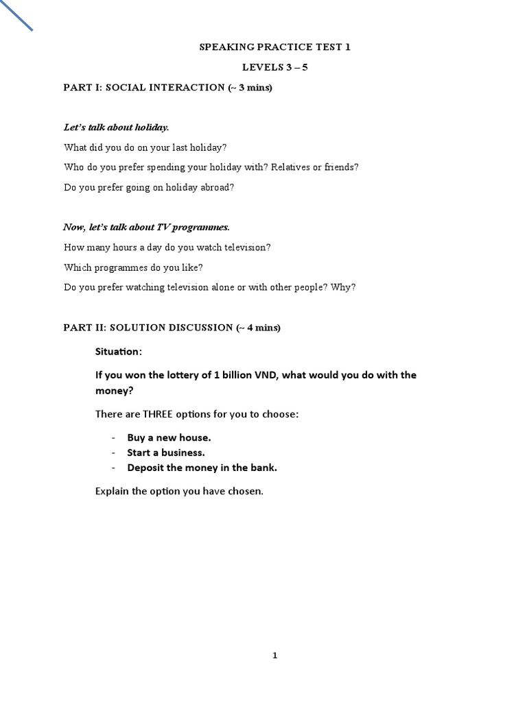 30 Đề Speaking VSTEP | Download Free PDF | Schools | Teachers