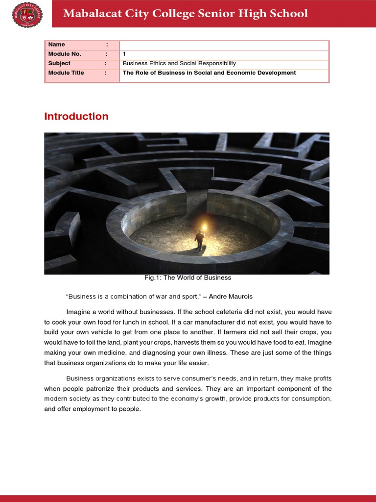 Business Ethics - Module 1 - The Role of Business in Social and ...