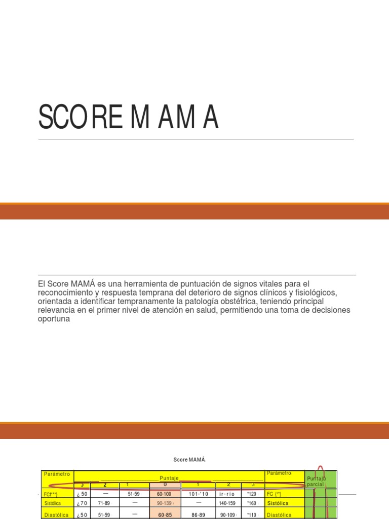 SCORE MAMA CLAVE AZUL Ocr | PDF | Presión sanguínea | Medicina