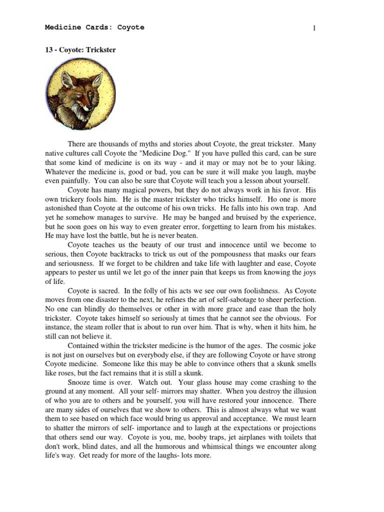 Fdocuments - in - Medicine Cards Coyote 1 13 Coyote Trickster Medicine ...