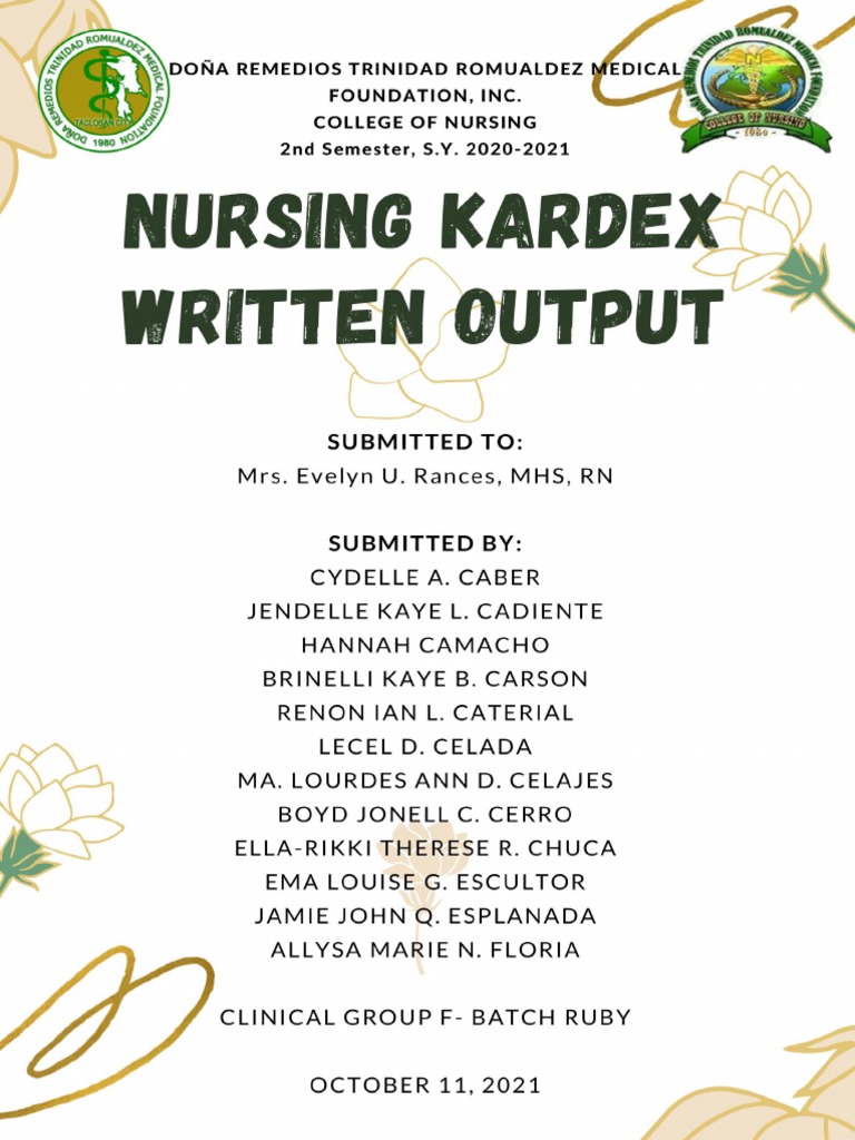 Group F - Nursing Kardex Written Output | PDF | Medical Diagnosis | Nursing