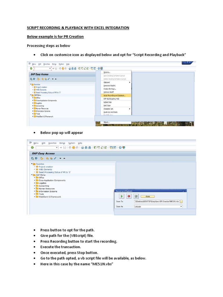 SAP Script Recording & Playback With MS Excel Integration | PDF | Microsoft Excel | Information ...