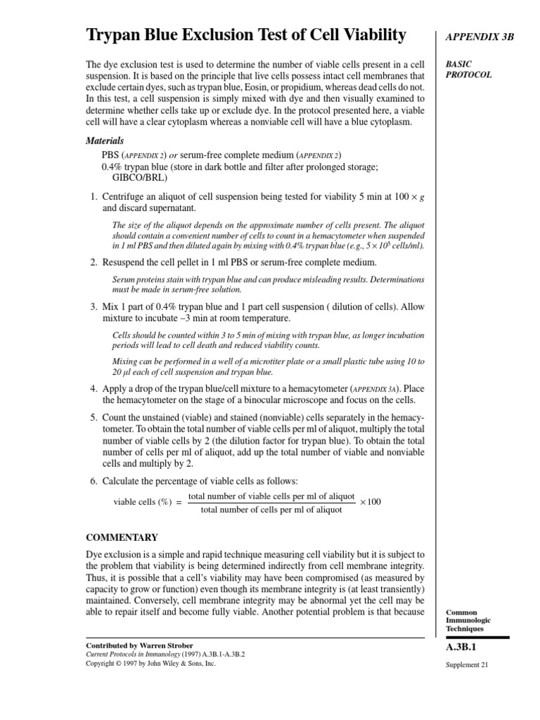 Cell Viability Testing Assay | PDF | Staining | Laboratory Techniques