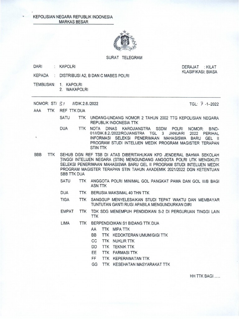 ST 31 s2 Intelijen Medik | PDF