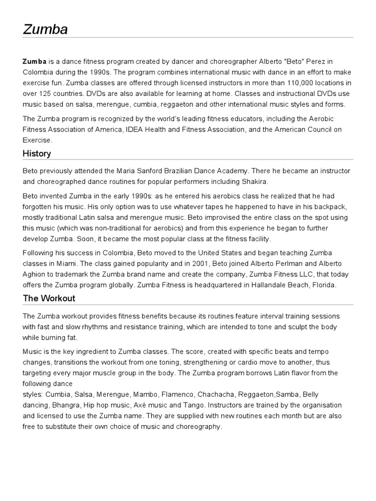 Zumba | PDF | Physical Fitness | Determinants Of Health