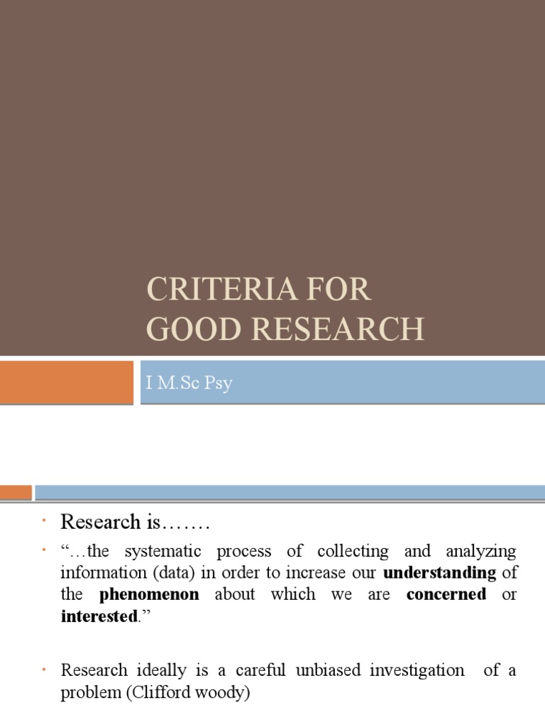 Criteria For Good Research | PDF