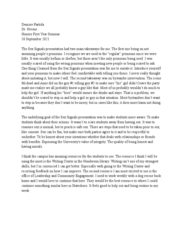 Sex Signals Reflection | PDF