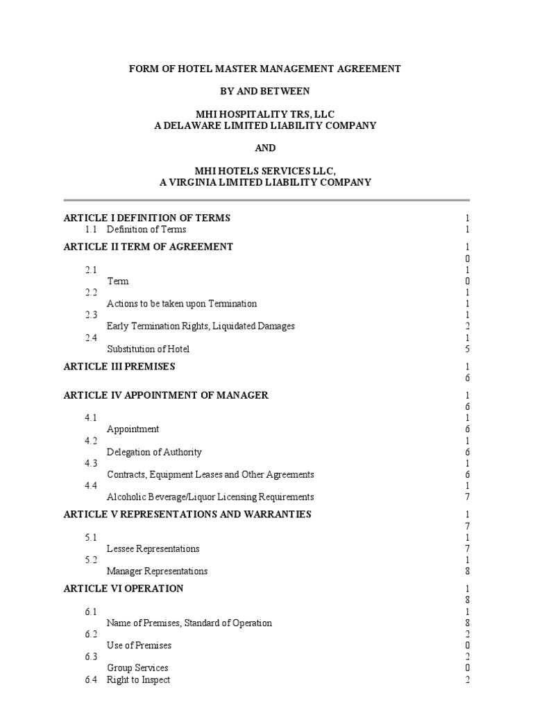 Model Contract de Management Hotelier | PDF | Landlord | Lease