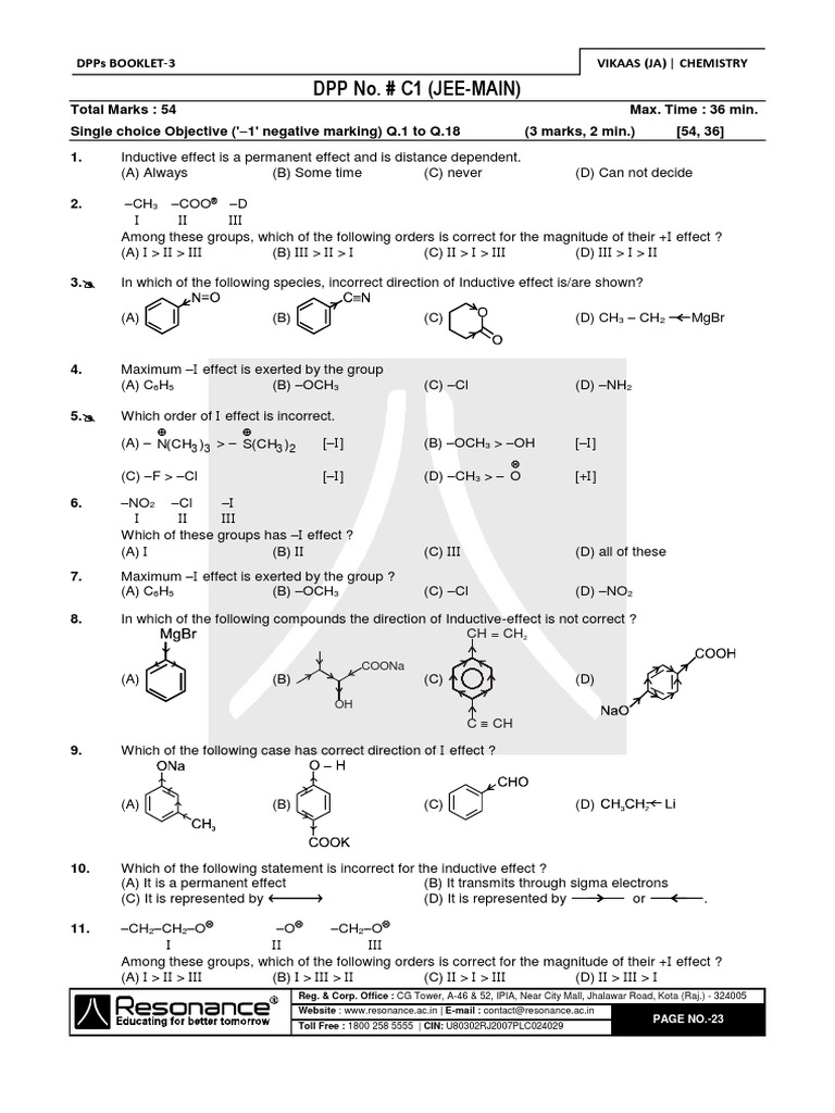 Inductive and Resonance Effects DPP | PDF | Chemical Compounds ...