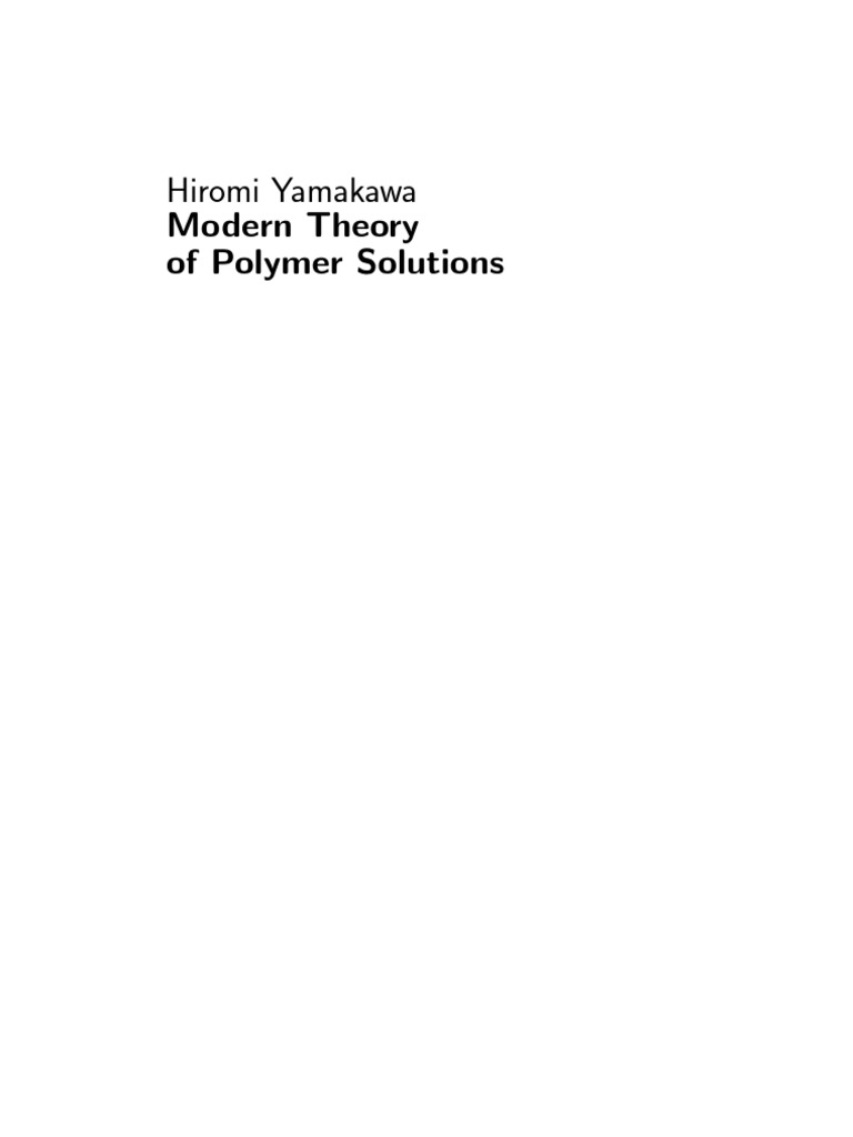 Modern Theory of Polymer Solution | PDF | Polymers | Statistical Mechanics