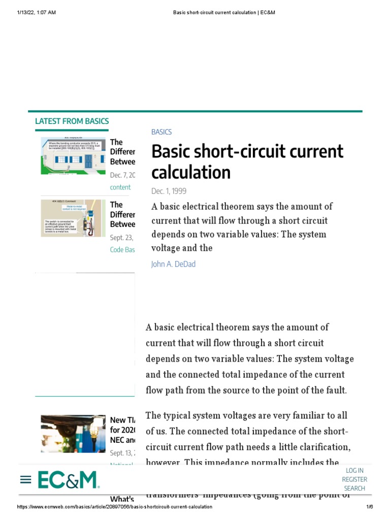 Basic Short-Circuit Current Calculation - EC&M | PDF | Transformer ...