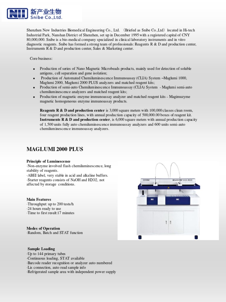 Maglumi 2000 Plus Analyzer Overview | PDF | Immunoassay | Chemistry