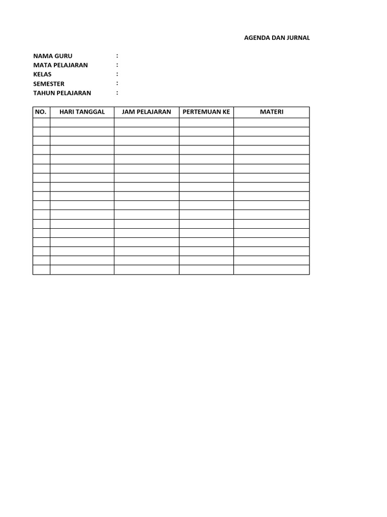 Format Jurnal Harian Guru (Dasep Akidah) | PDF