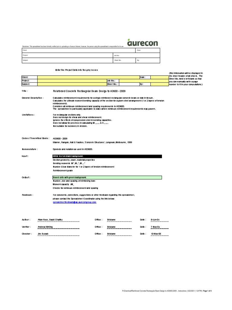 Reinforced Concrete Rectangular Beam Design To AS3600-2009 | PDF ...