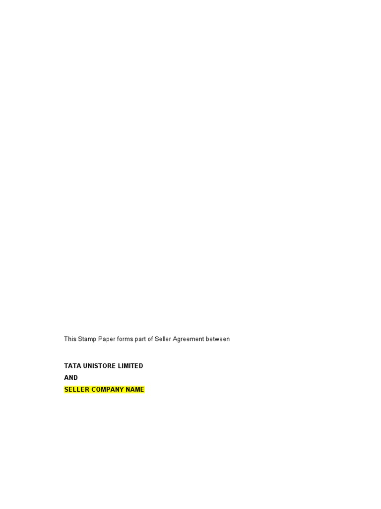 A. This Stamp Paper Forms Part of Seller Agreement | PDF